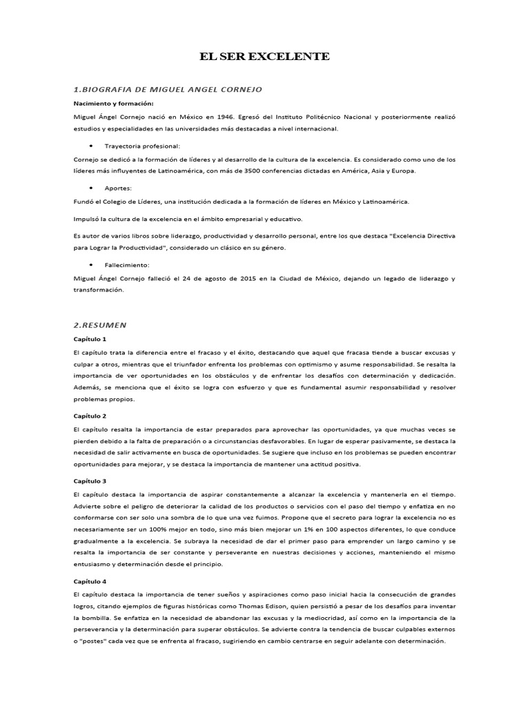 Resumen de "El Ser Excelente" | PDF | Libertad | Amor