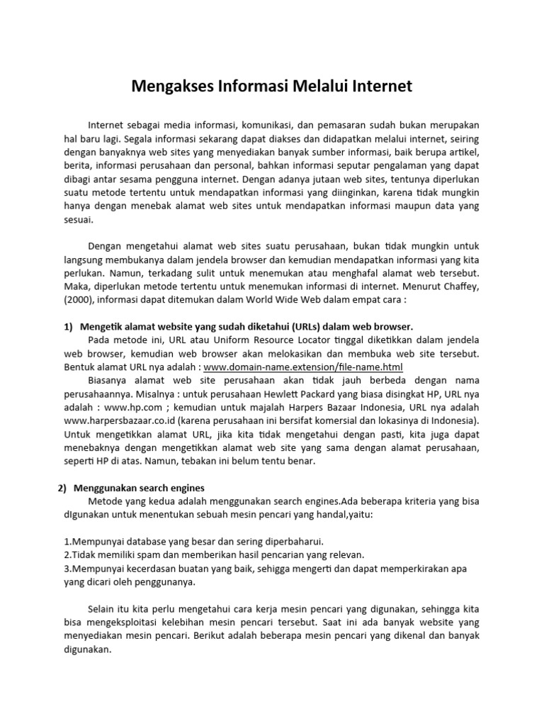 Mengakses Informasi Melalui Internet | PDF