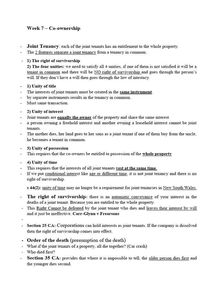 Co-ownership: Joint Tenancy Basics | PDF | Concurrent Estate ...