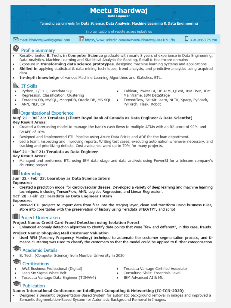 Naukri MeetuBhardwaj (2y 8m) | PDF | Machine Learning | Computing Naukri MeetuBhardwaj (2y 8m) | PDF | Machine Learning | Computing