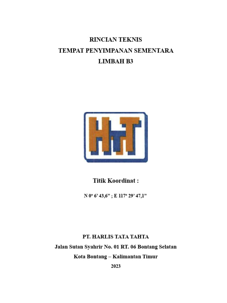 Rincian Teknis TPS Limbah B3 Pt. HTT | PDF | Teknologi & Rekayasa