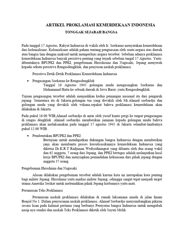 Proklamasi Kemerdekaan Indonesia 1945 | PDF | Sejarah