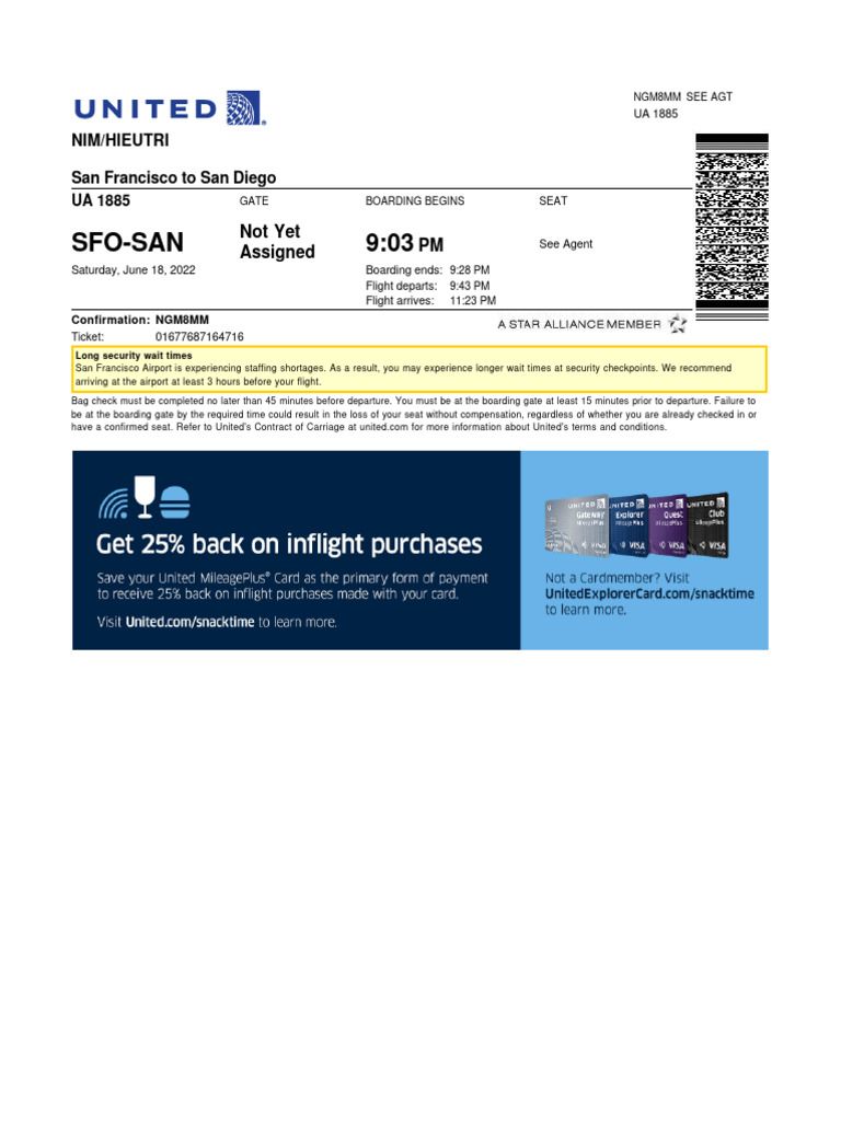 United Airlines Boarding Pass Details | PDF