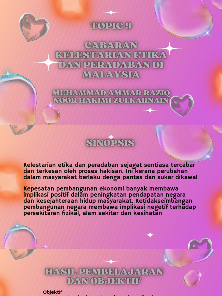 Topic 9 Cabaran Kelestarian Etika Dan Peradaban Di Malaysia - 20240415 - 053754 - 0000 | PDF