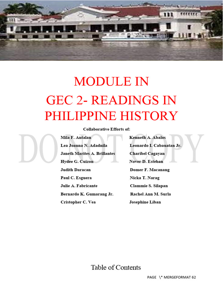GEC 2 Readings in Philippine History Module | PDF