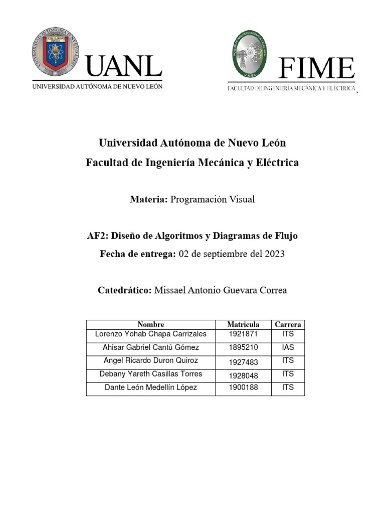 AF2. Algoritmos y Diagramas de Flujo | PDF | Algoritmos | Ingeniería Informática