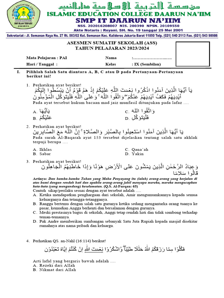 Ass Pai 2023-2024 | PDF