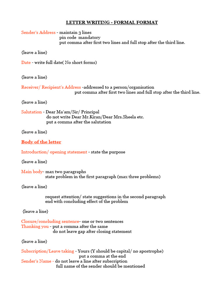 Formal Letter Writing Guide | PDF