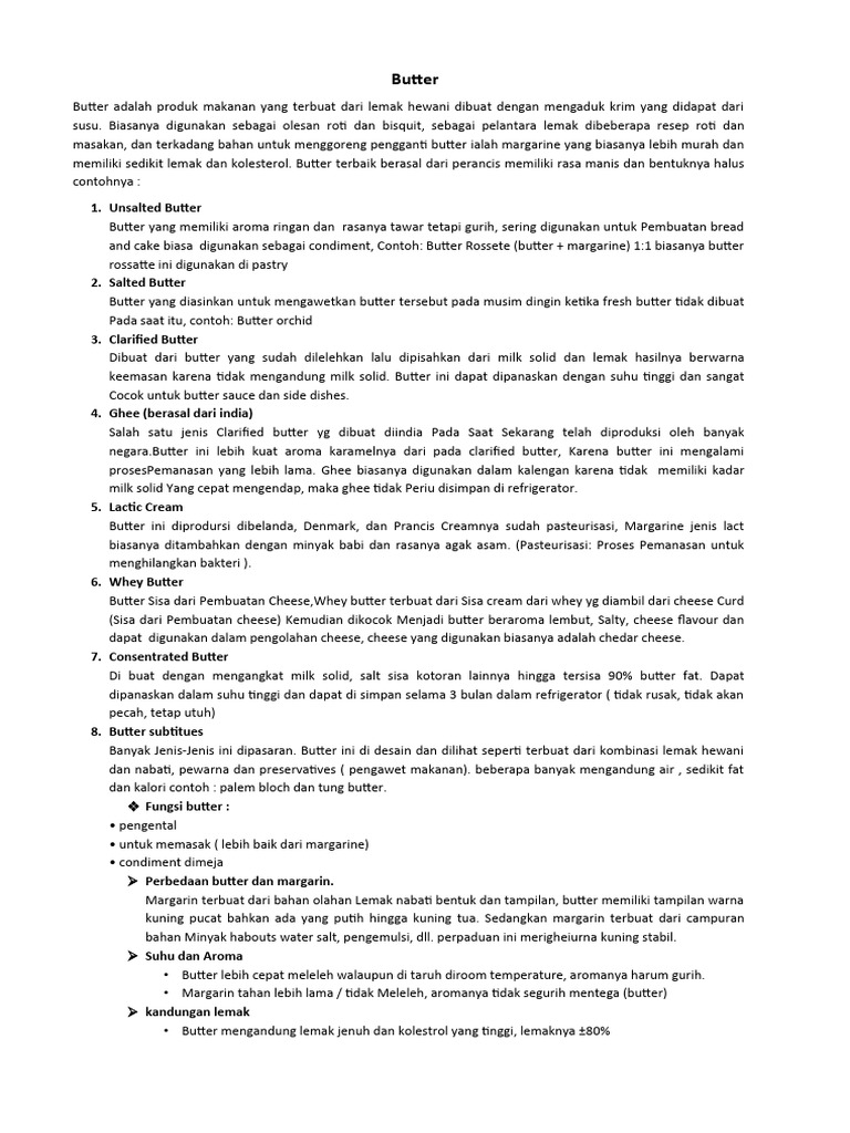 Jenis dan Fungsi Butter | PDF