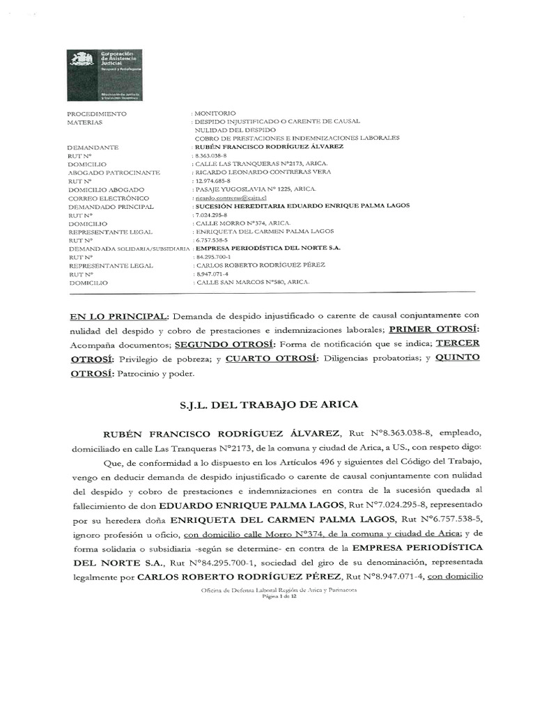 M-85-2022 Despìdo Injust, Nulidad y Cobro (Sucesion Hereditaria) | PDF