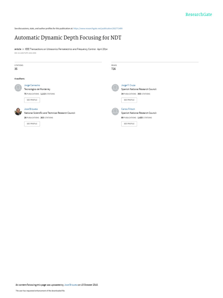 Automatic Dynamic Depth Focusing For NDT | PDF | Ultrasound | Mirror