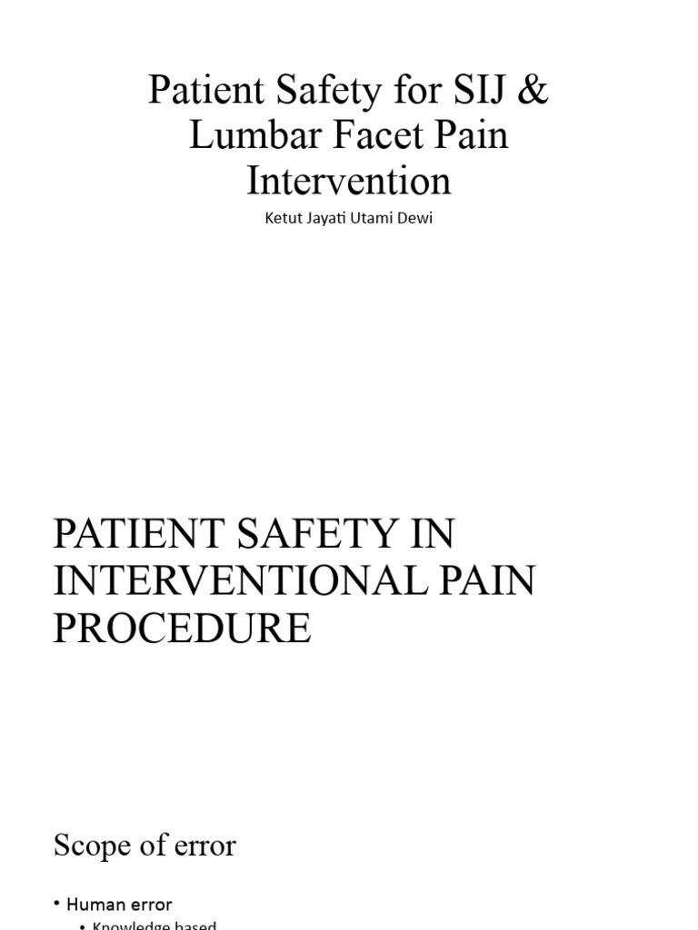 Patient Safety For SIJ & Lumbar Facet Pain | PDF | Injection (Medicine ...