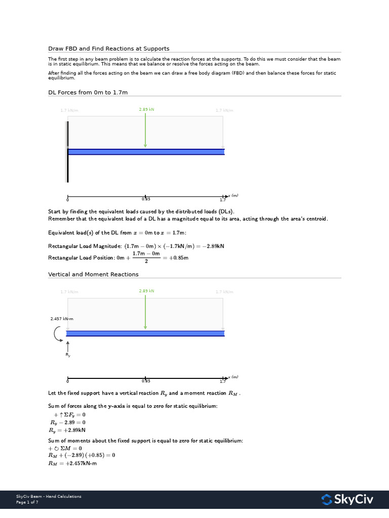 SkyCiv Beam Hand Calculations Guide | PDF | Bending | Beam (Structure)