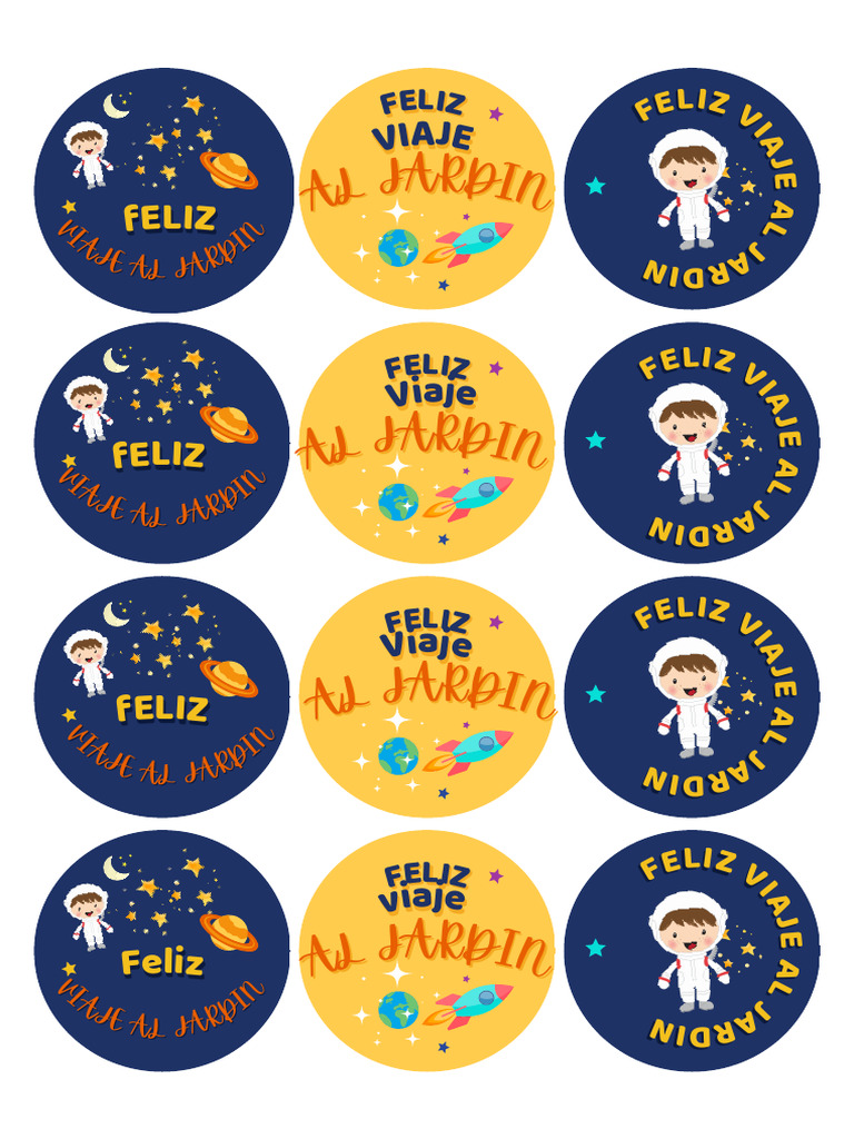 Documento A4 Stickers Cumpleaños Niño Astronauta Planetas | PDF