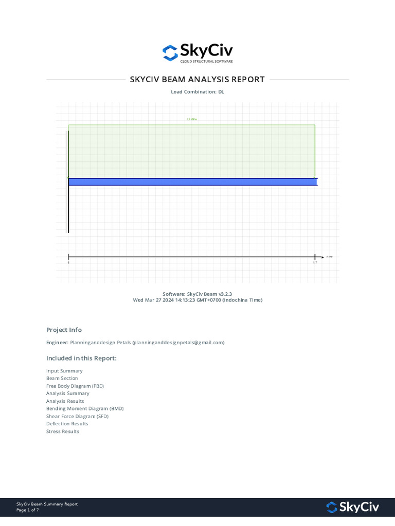 SkyCiv Beam Summary Report | PDF | Bending | Beam (Structure)