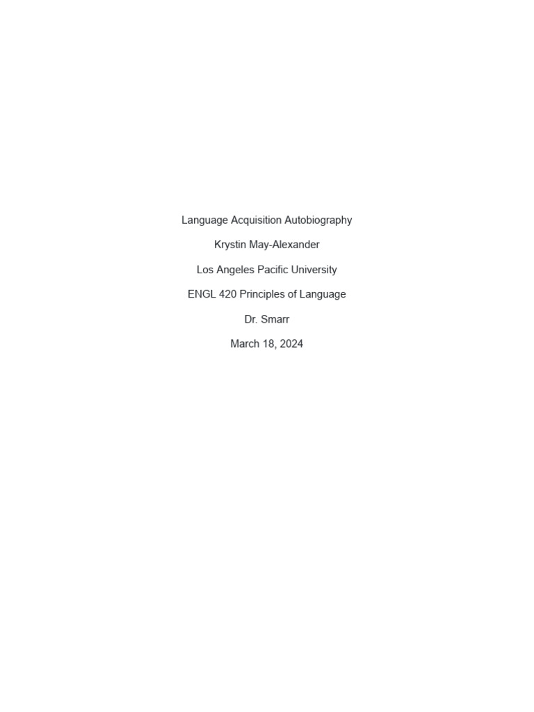 Language Acquisition Autobiography | PDF | Language Acquisition | Learning