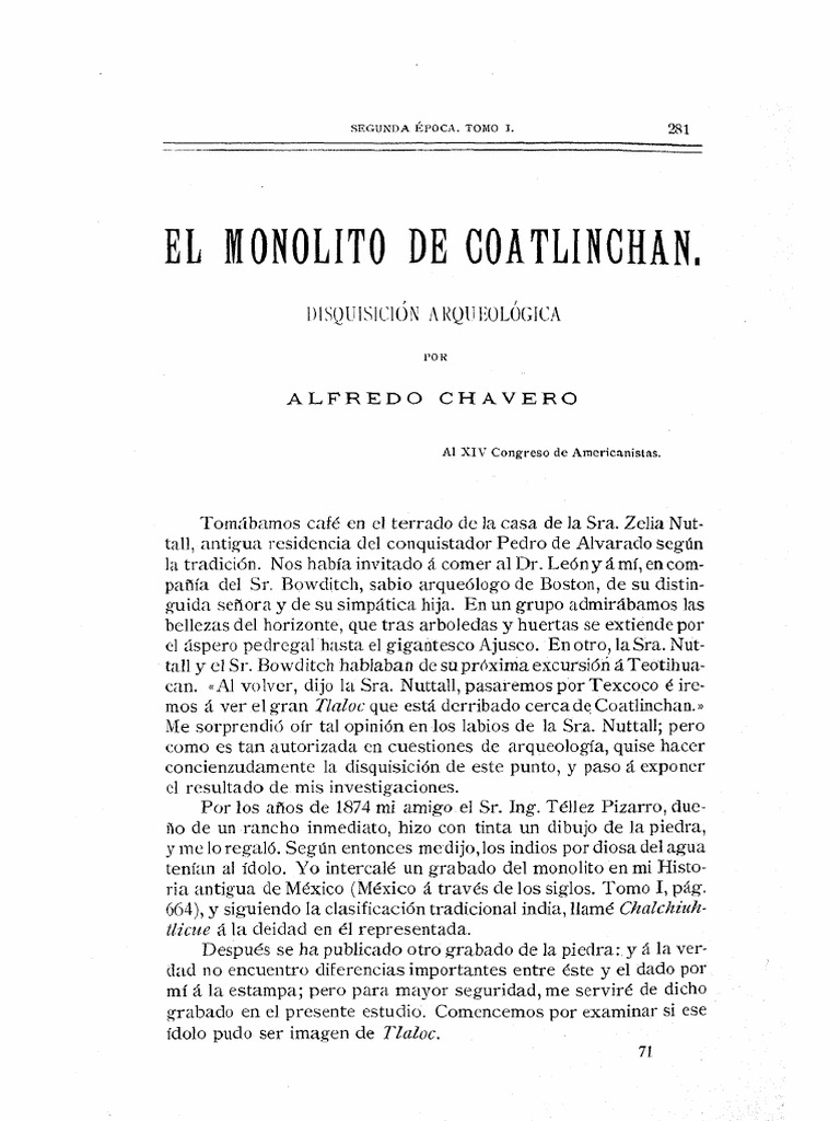 Monolito de Coatlinchan y Tlaloc | PDF | Ciencias sociales | Historia