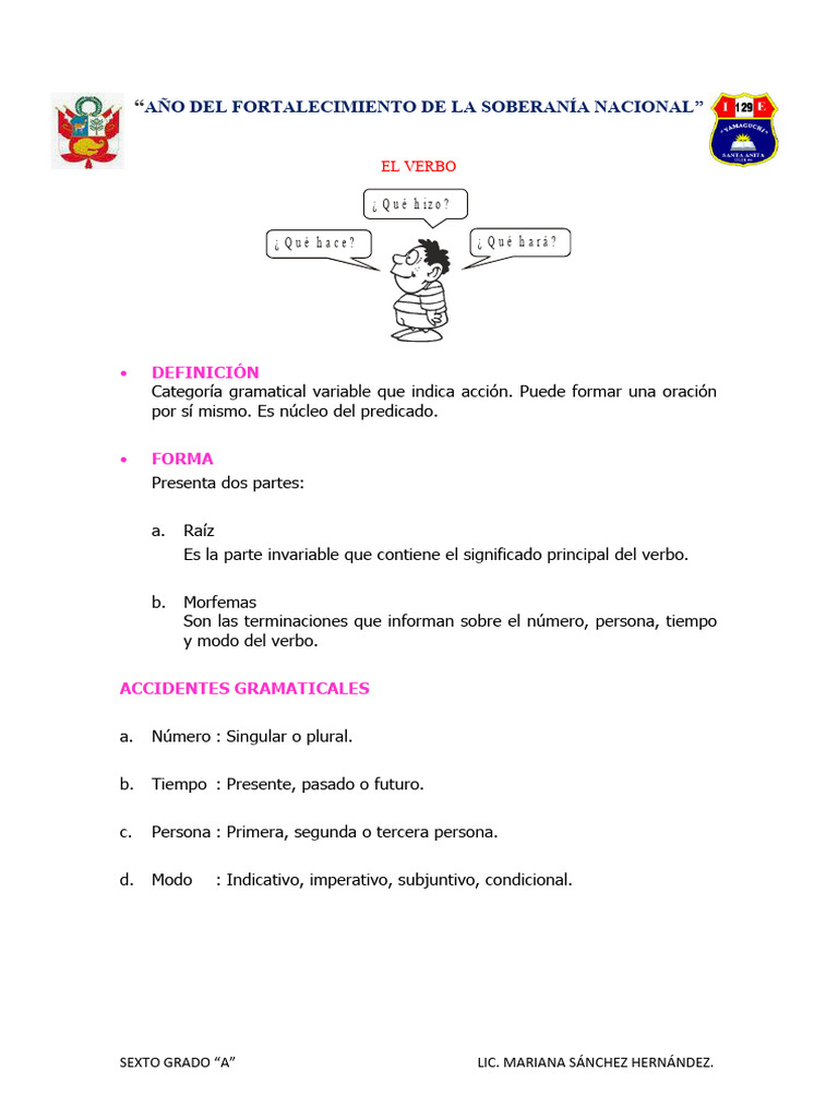 El Verbo | PDF | Verbo | Conjugación gramatical