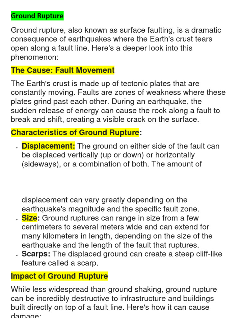 C. Ground Rupture | PDF | Earthquakes | Fault (Geology)