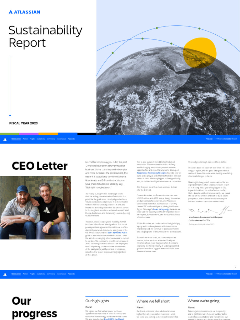 FY23 Atlassian Sustainability Report | PDF | Sustainability
