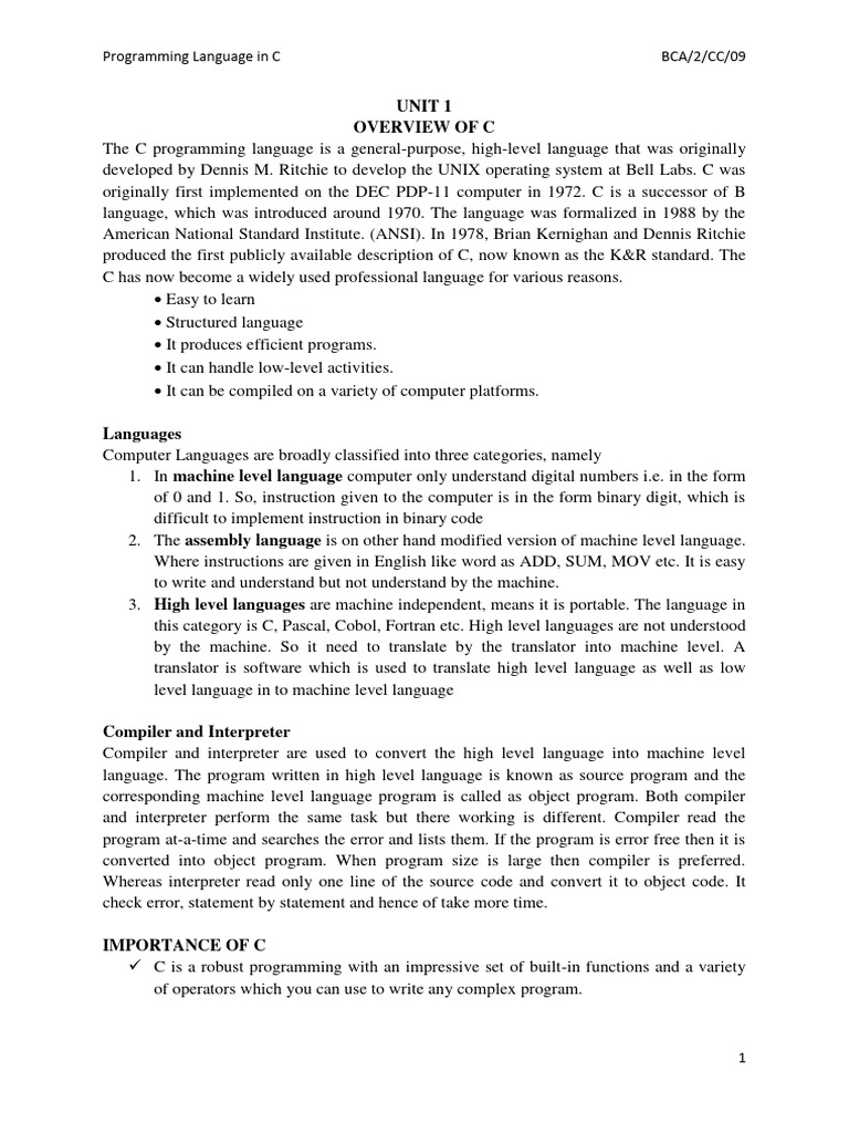 Unit 1 | Download Free PDF | Data Type | Computer Programming