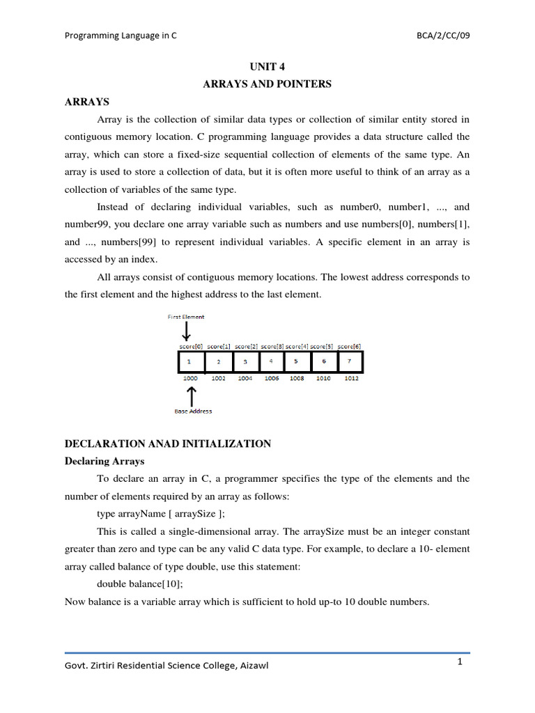 UNIT 4 | PDF | Pointer (Computer Programming) | Data Type