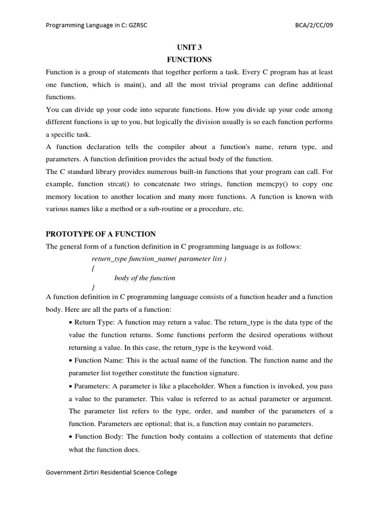 Unit 3 | PDF | Parameter (Computer Programming) | Computer Programming Unit 3 | PDF | Parameter (Computer Programming) | Computer Programming