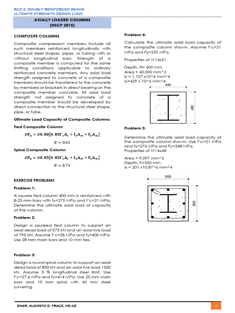 RCD Lecture Note 7 - Axially Loaded Columns (2) | PDF | Column | Concrete