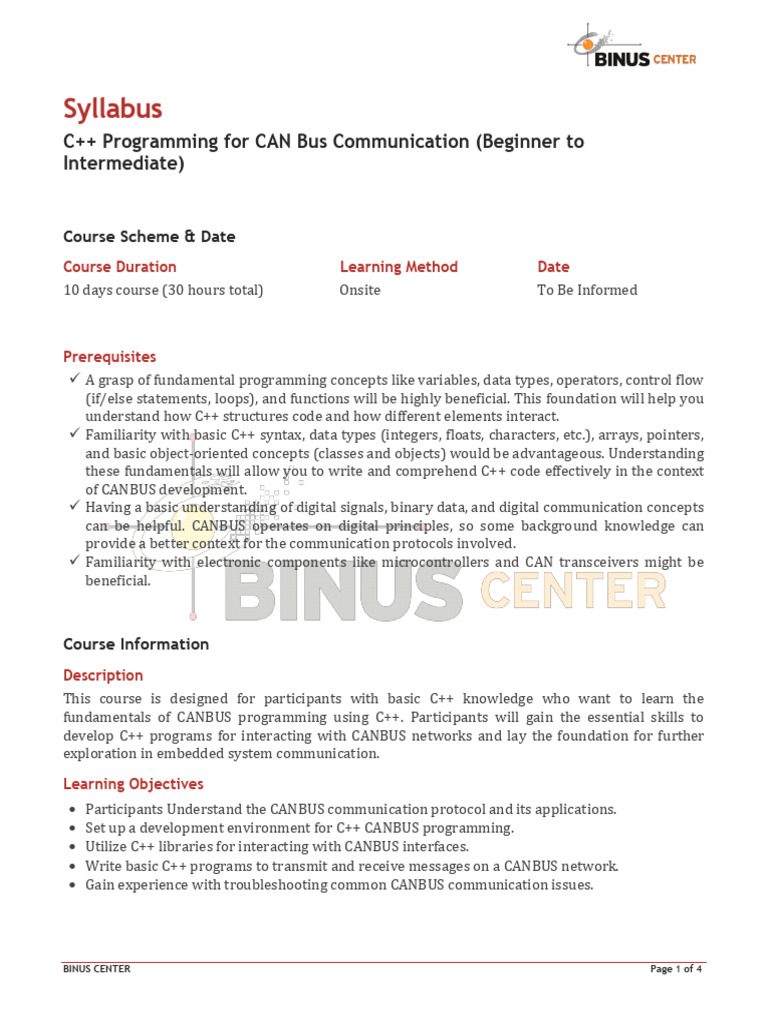 C++ Programming For CAN Bus Communication (Beginner To Intermediate ...