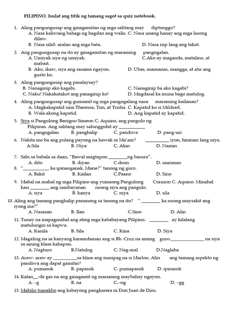 Filipino Grammar Reviewer 1 | PDF