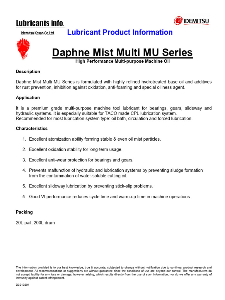 Info Mist Multi Mu Series | PDF | Lubricant | Oils