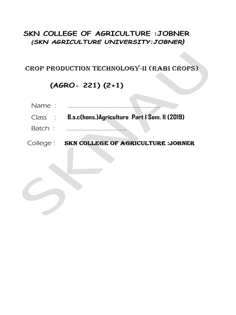 Crop Production Technology-II (Rabi Crops) | PDF | Cereals | Wheat