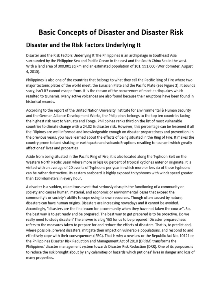 Basic Concepts of Disaster and Disaster Risk | PDF | Natural Disasters ...