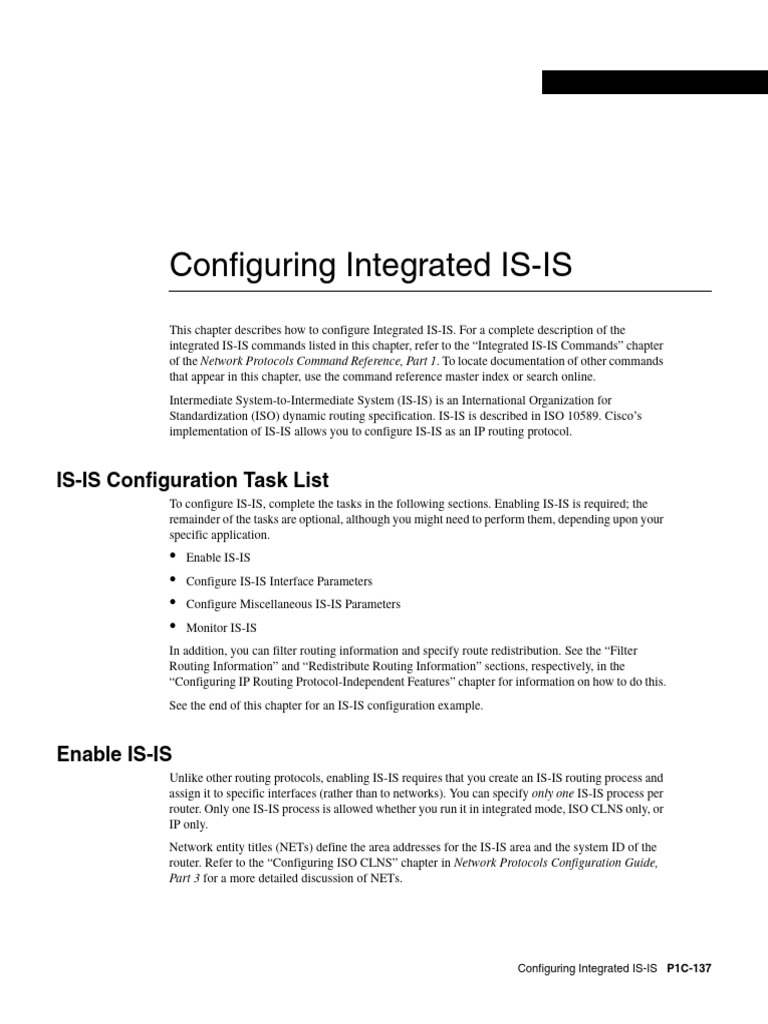 Configuring ISIS | PDF | Routing | Router (Computing)