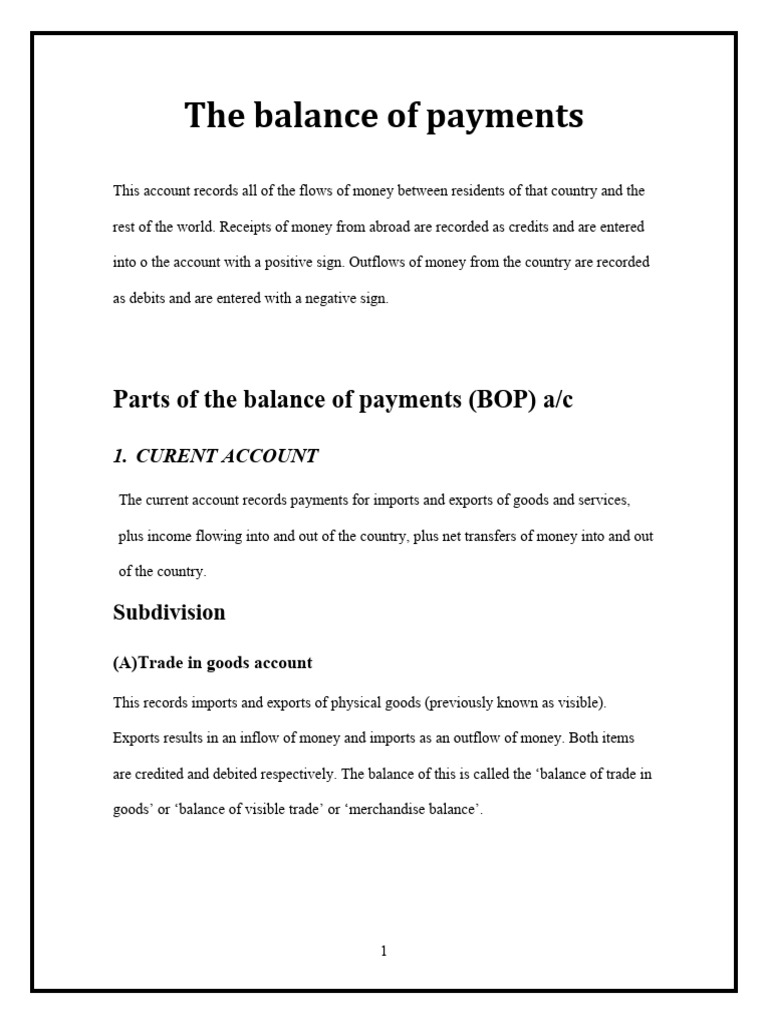 The Balance of Payments-1 | PDF | Balance Of Payments | Macroeconomics