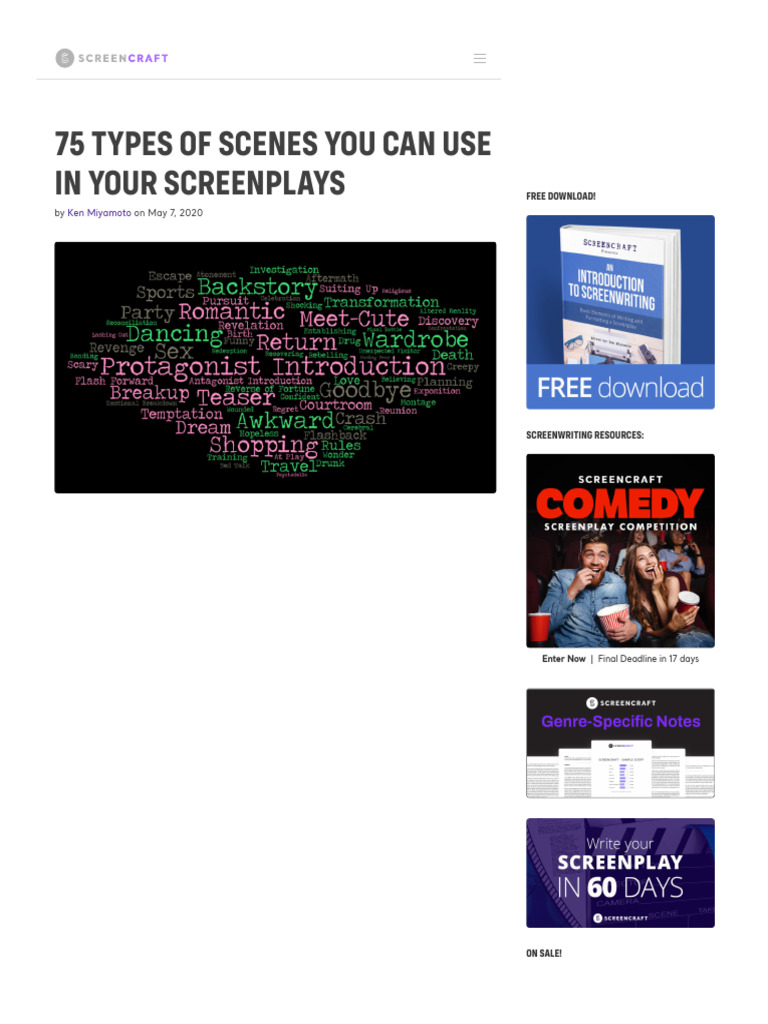 75 Types of Scenes You Can Use in Your Screenplays - ScreenCraft | PDF ...