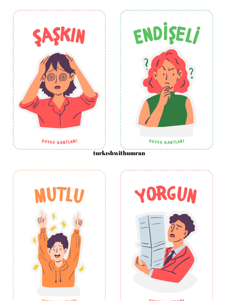 Renkli Eğitici Duygu Kartları Flashcard | PDF