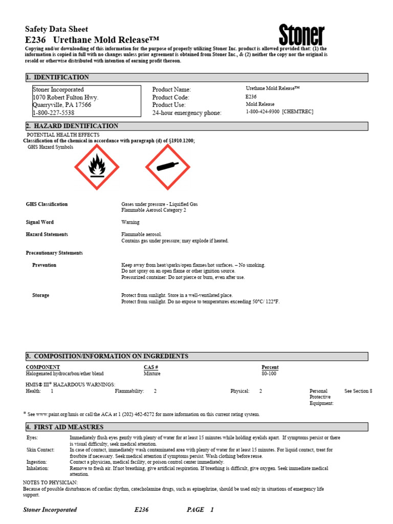 E236 SDS | PDF | Combustion | Firefighting