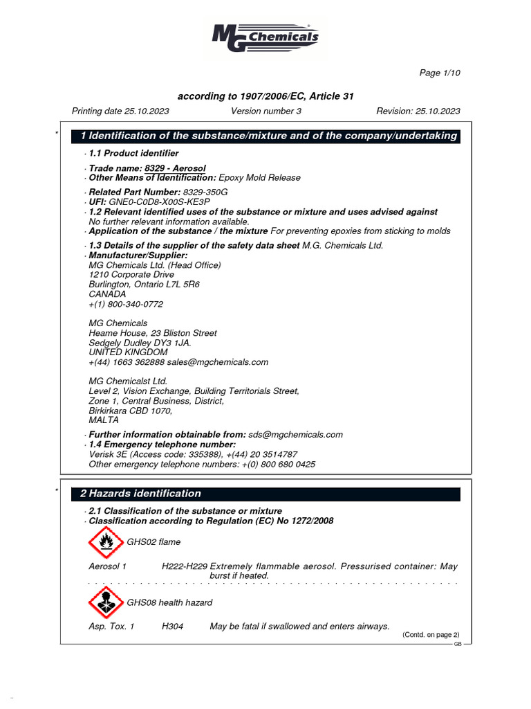 Sds-8329-A en Uk | PDF | Toxicity | Dangerous Goods