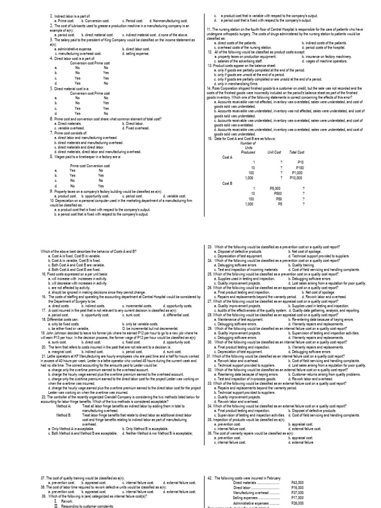 Handout No. 2202 A Cost Accounting and Control | PDF | Cost | Financial Accounting