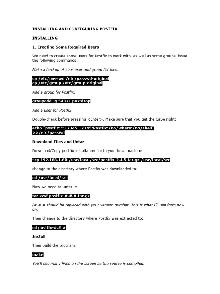 Setting Up An Email For Postfix | PDF | Computing | Software