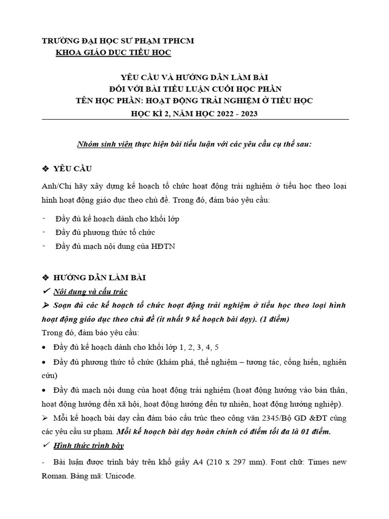 Yeu Cau Tieu Luan - K46 | PDF