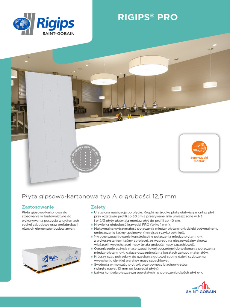 GK - KT_RIGIPS_PRO_pyta_standardowa_typ_A_gr._125_mm (1) | PDF