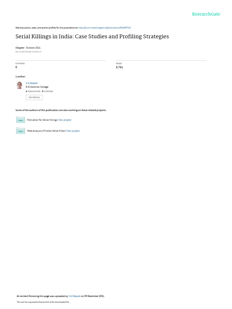 8 Deepaks A Serialkillinginindia Casestudiesprofilingstrategies Pdf