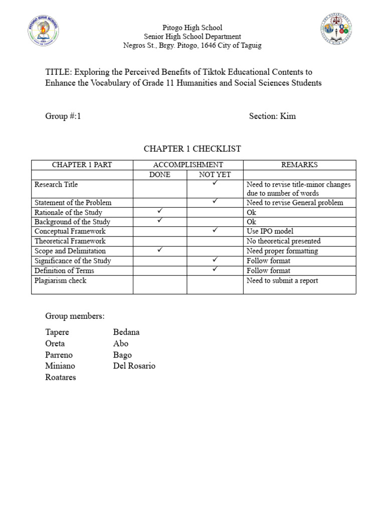 11-KIM-Chapter 1 Checklist | PDF | Cognition | Cognitive Science