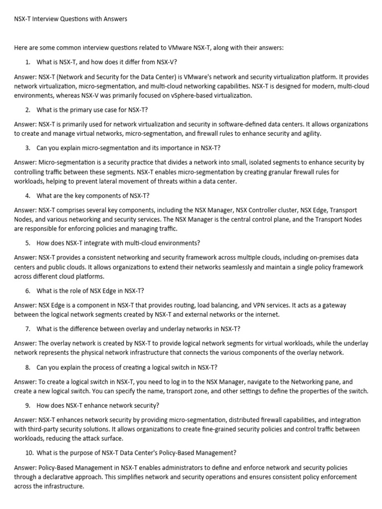 NSX Interview QAs | PDF | Cloud Computing | Computer Network