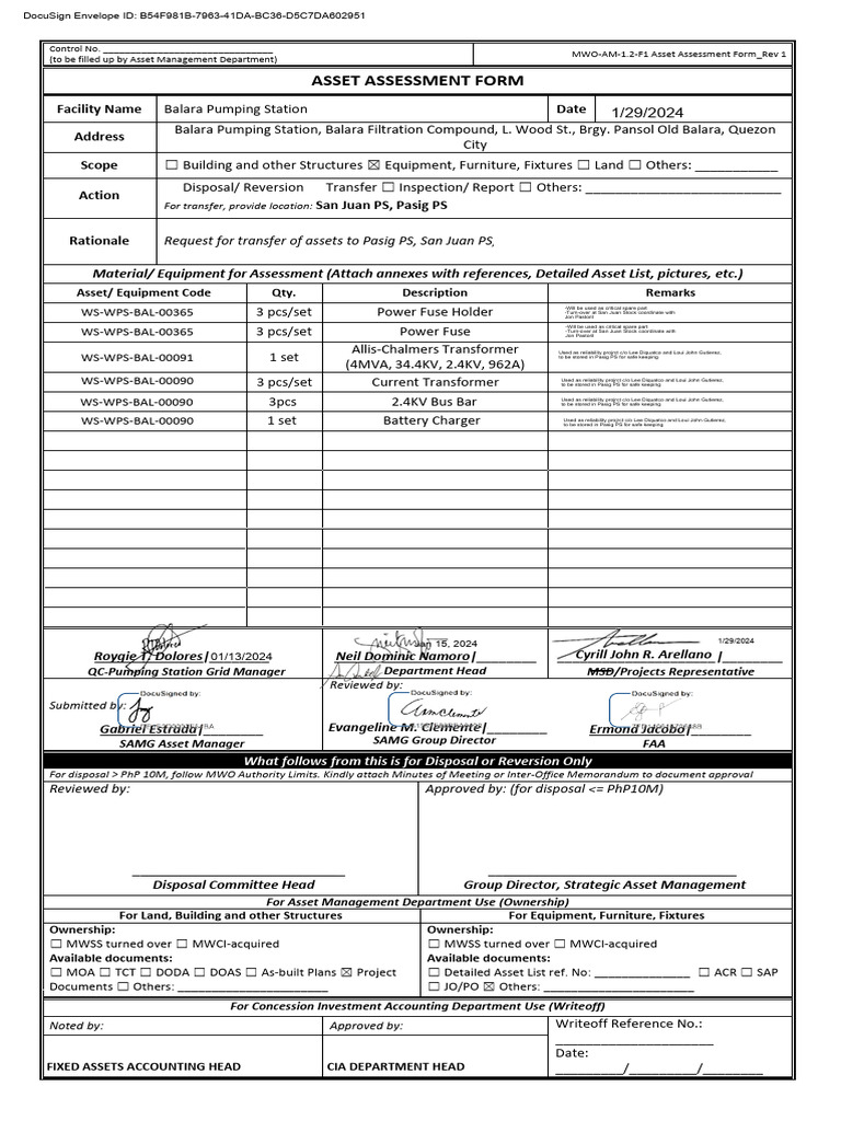 Asset Transfer & Disposal Form | PDF | Electrical Engineering ...