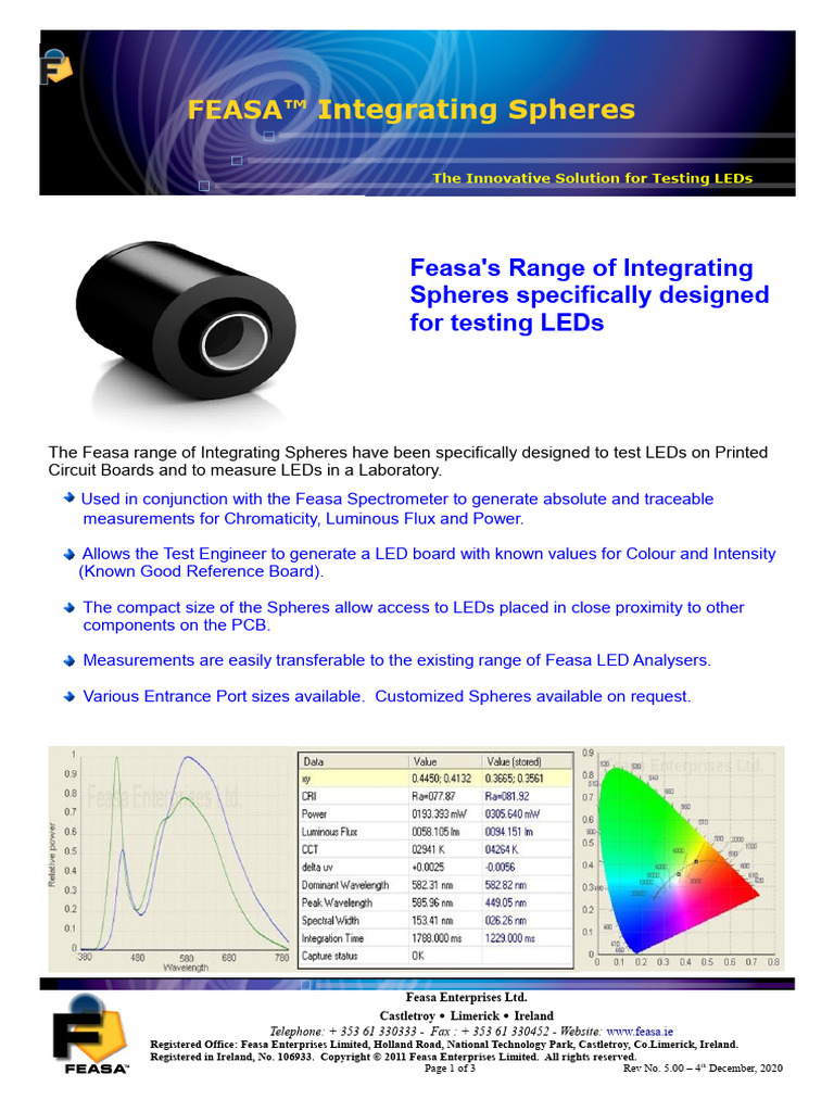 Feasa Integrating Spheres | PDF | Light Emitting Diode ... Feasa Integrating Spheres | PDF | Light Emitting Diode ...