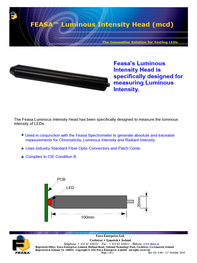 Feasa Luminous Intensity Head | PDF | Optical Fiber | Electronics