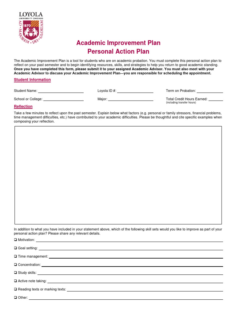 Academic Improvement Plan | PDF | Course Credit
